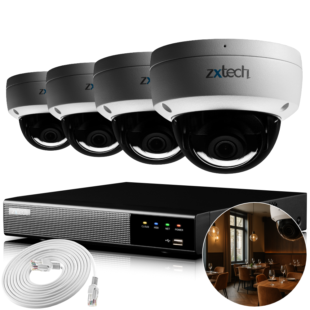 Zxtech IK10 4K CCTV System - 4 x IP PoE Cameras Outdoor Sony Starvis ...