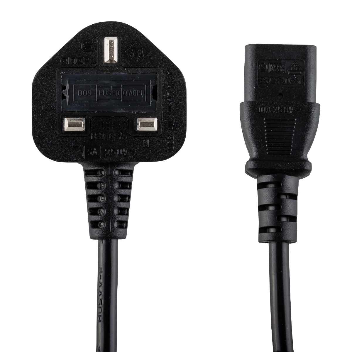 2 m Kettle Lead Power Cable - UK Plug to IEC C13