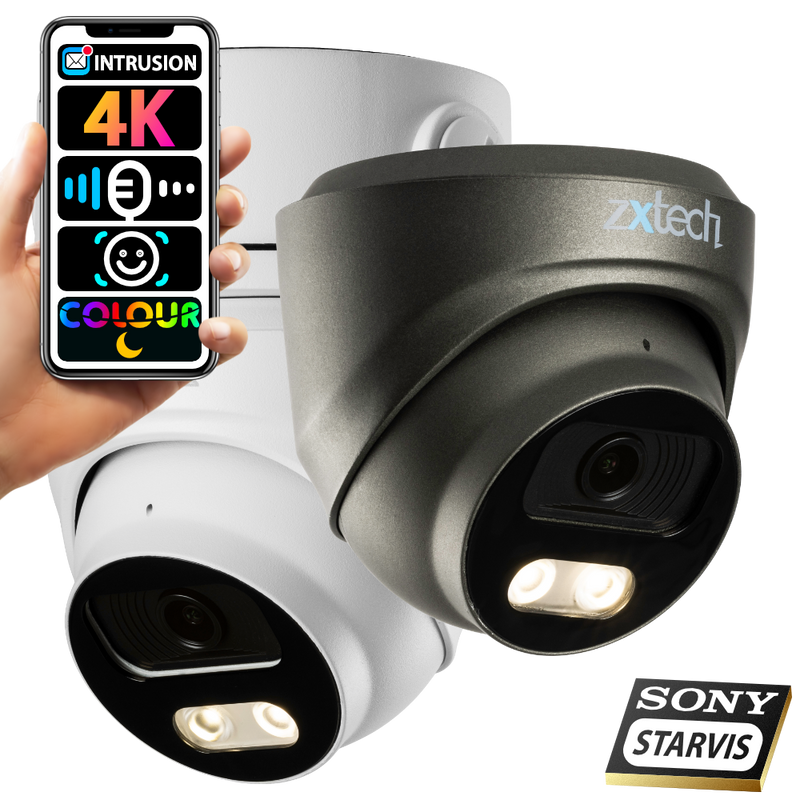 Zxtech 4K Colour Night‑Vision Dome Camera – AI Face Recognition