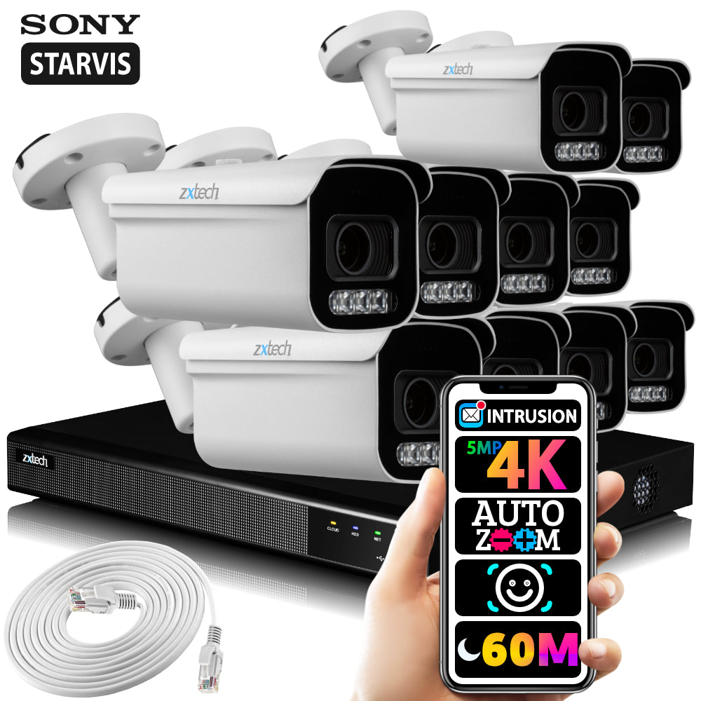 4K CCTV System Motorised CCTV Camera 60M Night Vision | Zxtech
