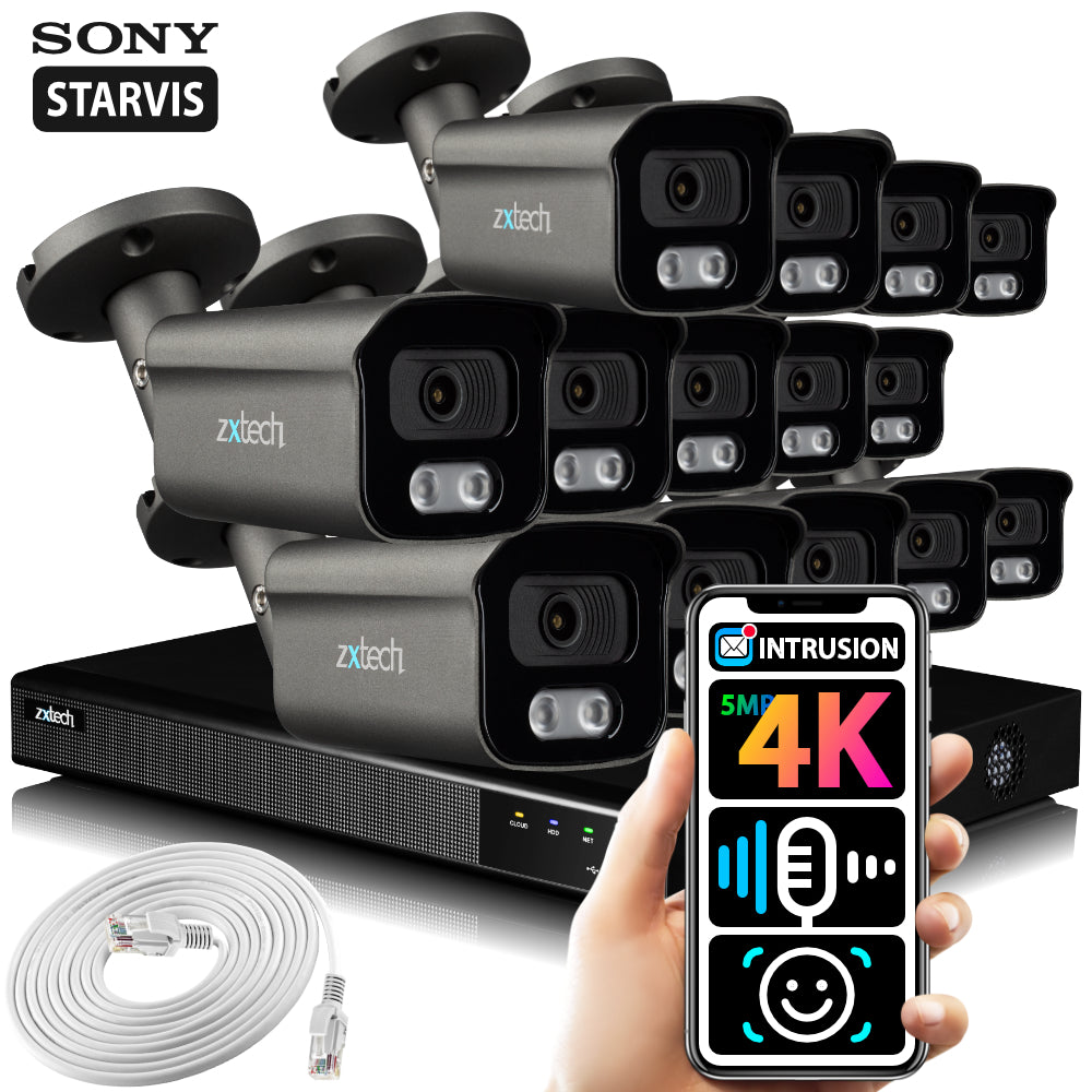 4K 16CH Home Security System Audio Face Detection Camera | Zxtech