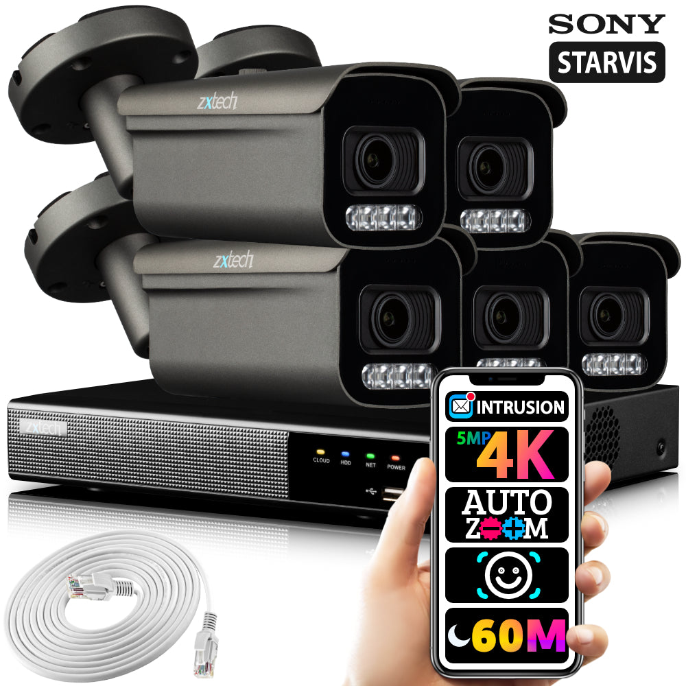 4K Home CCTV Kit Outdoor Auto Zoom 60M Night Vision | Zxtech
